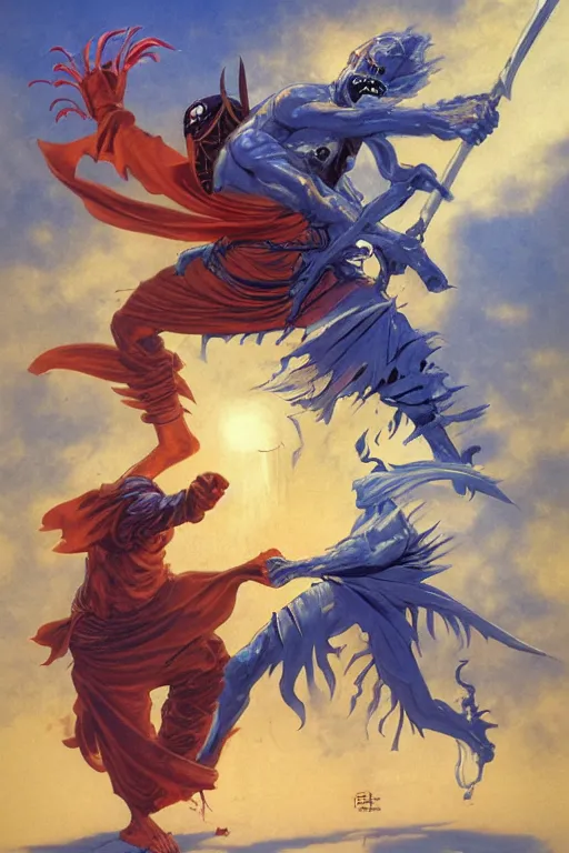 the undead ninja fights a god at night, concept art by | Stable ...