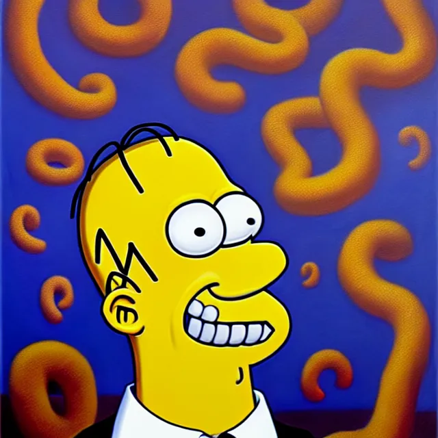 an oil on canvas portrait painting of homer simpson, | Stable Diffusion ...