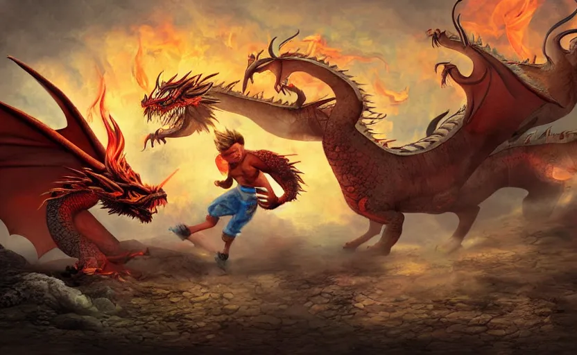 fantasy scene showing the young boy running away from | Stable Diffusion