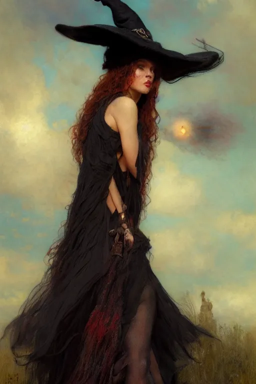 a full body portrait of witch wearing witch dress and | Stable ...