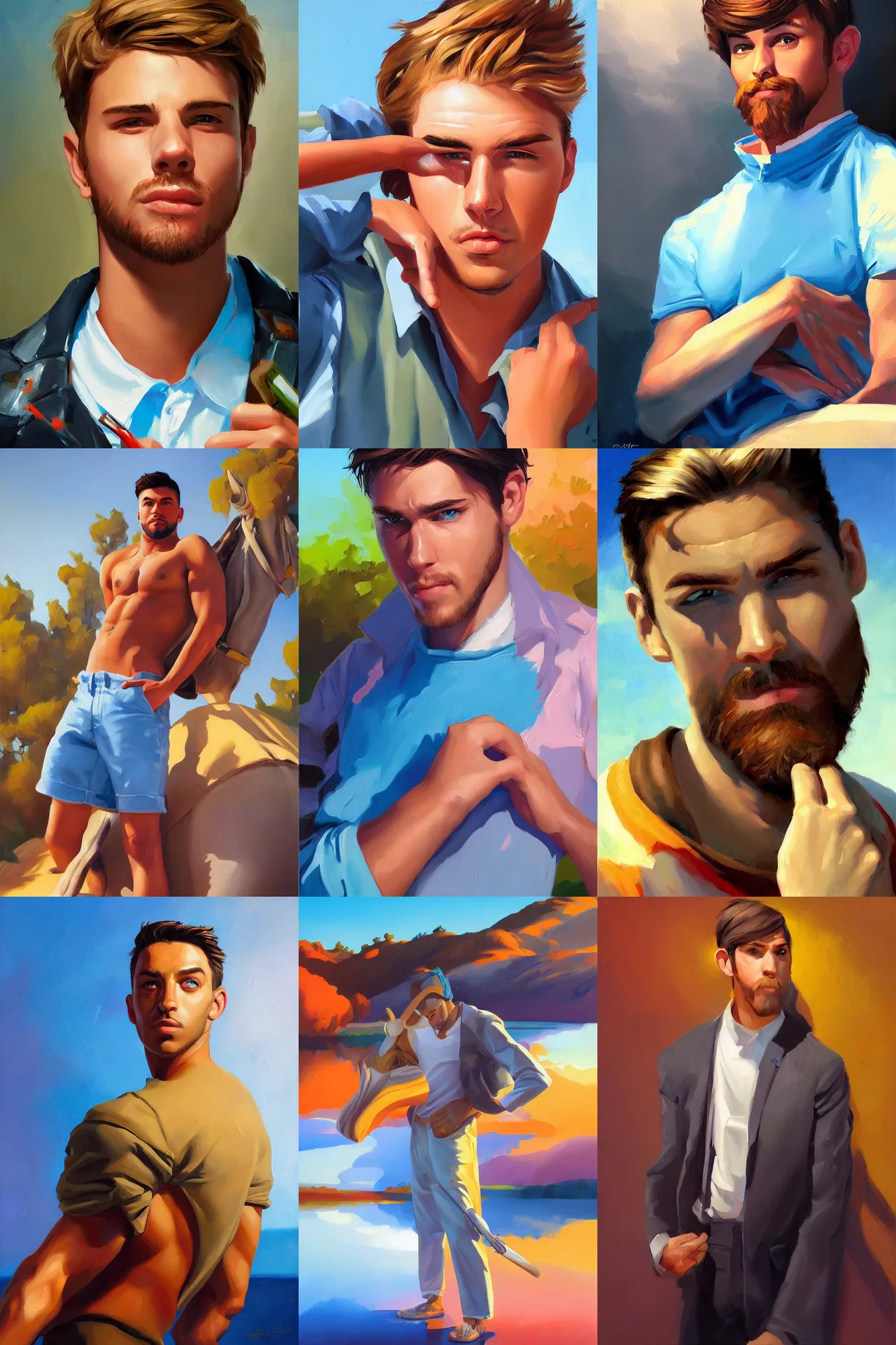 attractive male, painting by vladimir volegov | Stable Diffusion | OpenArt