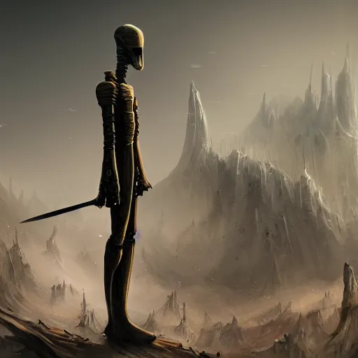 the firstbeautiful alien boy made of wood, swords, | Stable Diffusion ...