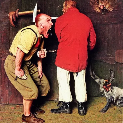 an angry red Wisconsin man yelling at an innocent | Stable Diffusion | OpenArt