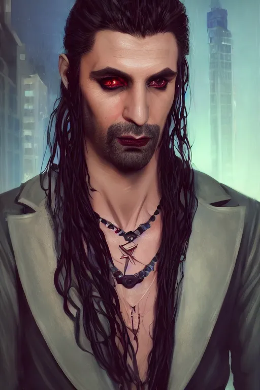 3 / 4 portrait, male greek vampire of clan banu haqim, | Stable ...