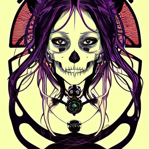 anime manga skull portrait girl female cyborg skeleton | Stable ...