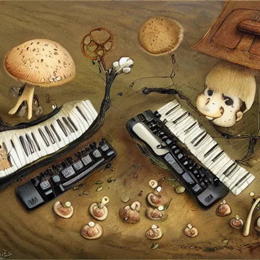computer keyboard with mushrooms as keys, by jean - | Stable Diffusion | OpenArt