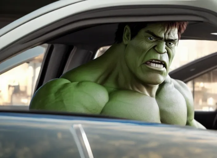 film still of hulk inside a prius, driving a prius in | Stable ...