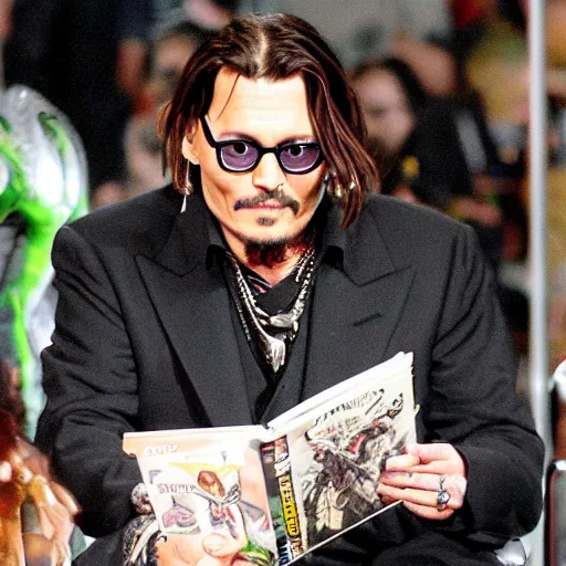 johnny depp reading a cyberfrog comic book | Stable Diffusion | OpenArt