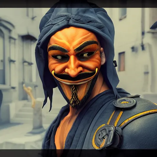 vega street fighter wearing a guy fawkes mask, ultra | Stable Diffusion