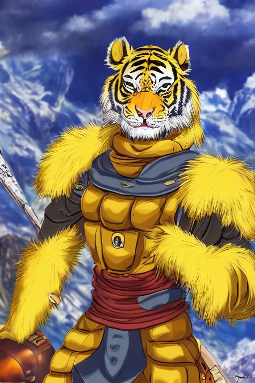muscular tiger wearing chinese armor, fursona, anthro, | Stable ...