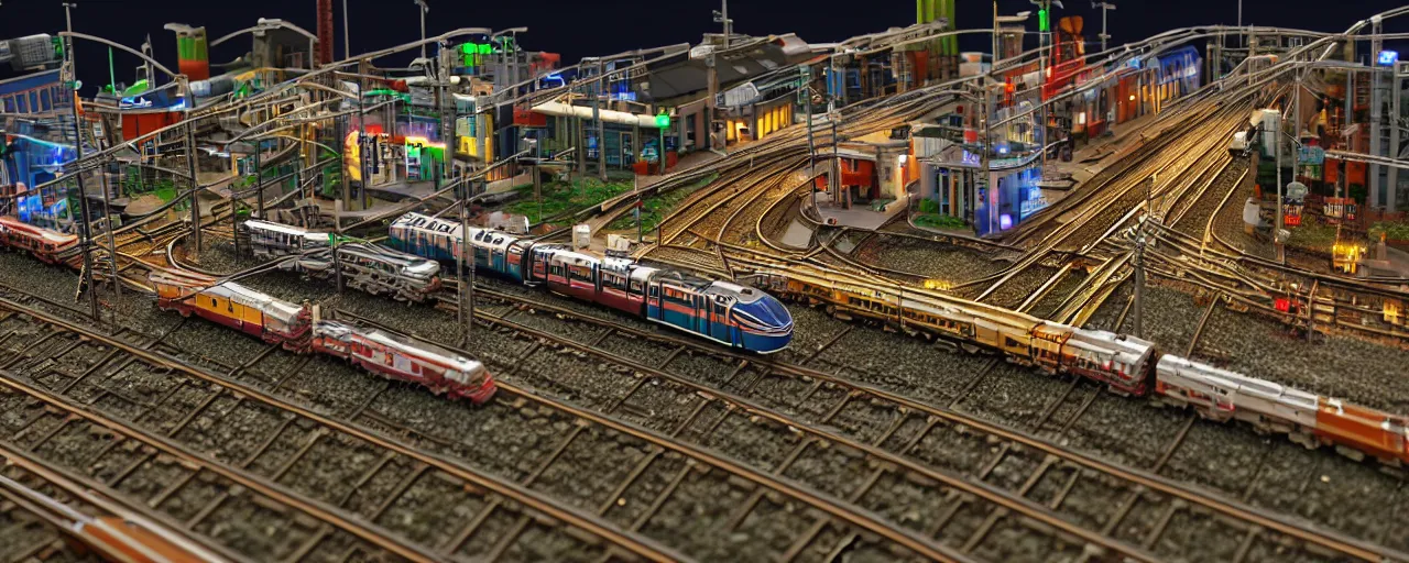 mega detailed miniature voxel diorama of huge railway | Stable ...
