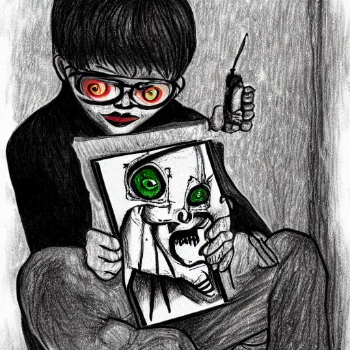 serial killer, children drawing, horror, creepy, | Stable Diffusion
