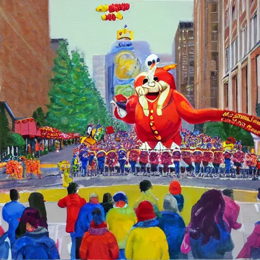 macy's thanksgiving day parade, acrylic painting | Stable Diffusion ...