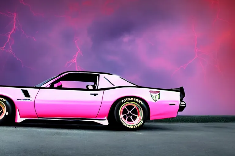 pink pontiac firebird trans - am with flames drawn on | Stable ...