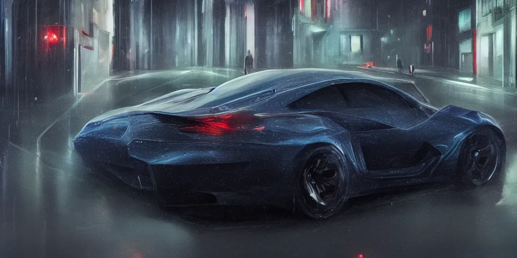 full view of a single sport car, driver leaning on the | Stable Diffusion