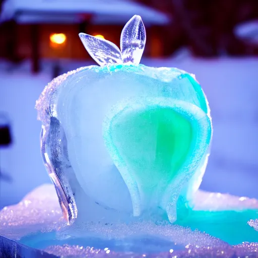 an ice sculpture of an apple, 8 k | Stable Diffusion
