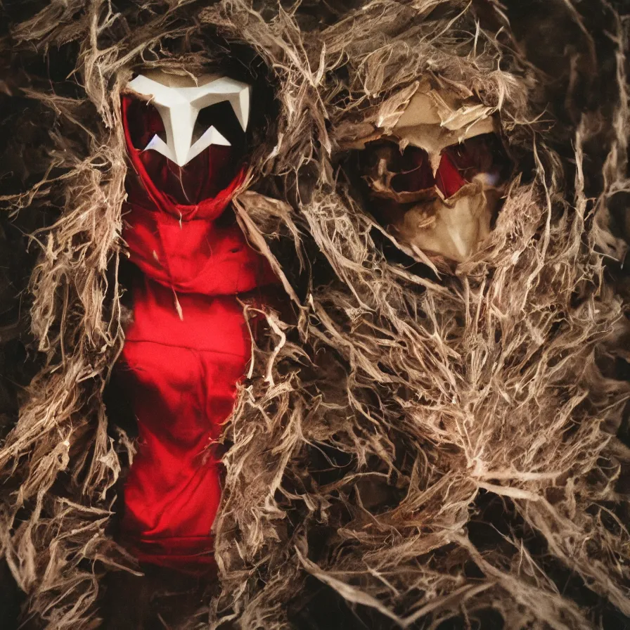 cult with taxidermic moth masks and red peak hood in a | Stable ...
