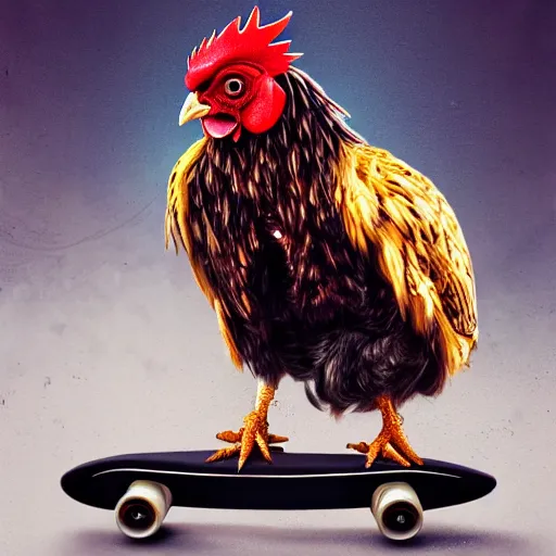 cyberpunk metal chicken riding a skateboard, trending | Stable ...