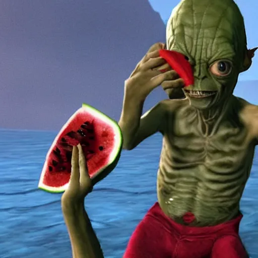 Gollum eating watermelon, gta v style | Stable Diffusion | OpenArt
