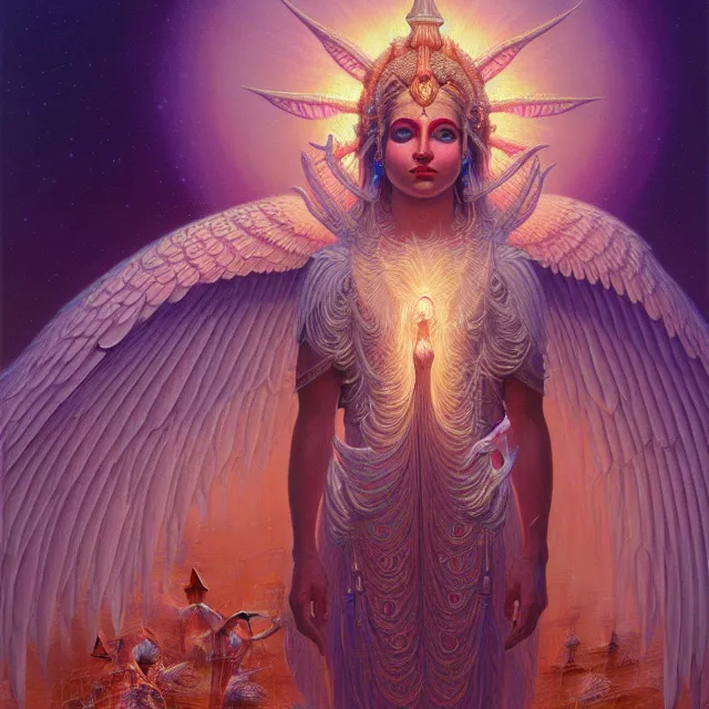 ethereal glowing white hindu angel dmt deity, tribal | Stable Diffusion ...