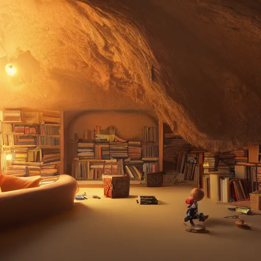 books cave, 3 d render, incredible details, highly | Stable Diffusion ...