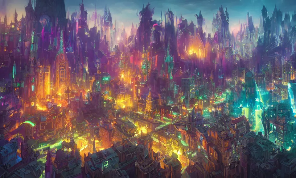 arcane city, digital art, concept art, magic fantasy, | Stable Diffusion