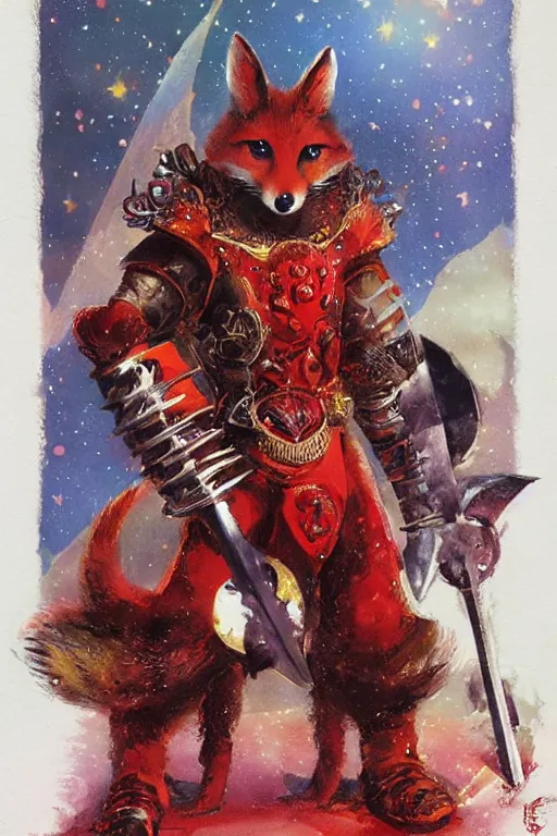 a cosmic furry fox knight in crimson armor in the | Stable Diffusion ...