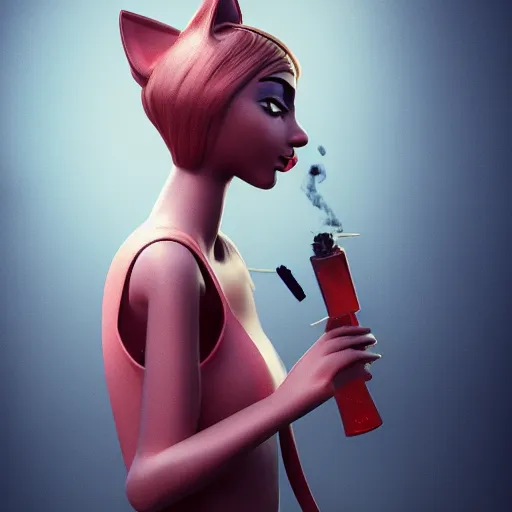 portrait of cat - girl smokes hookah,, 4 k, octane | Stable Diffusion | OpenArt