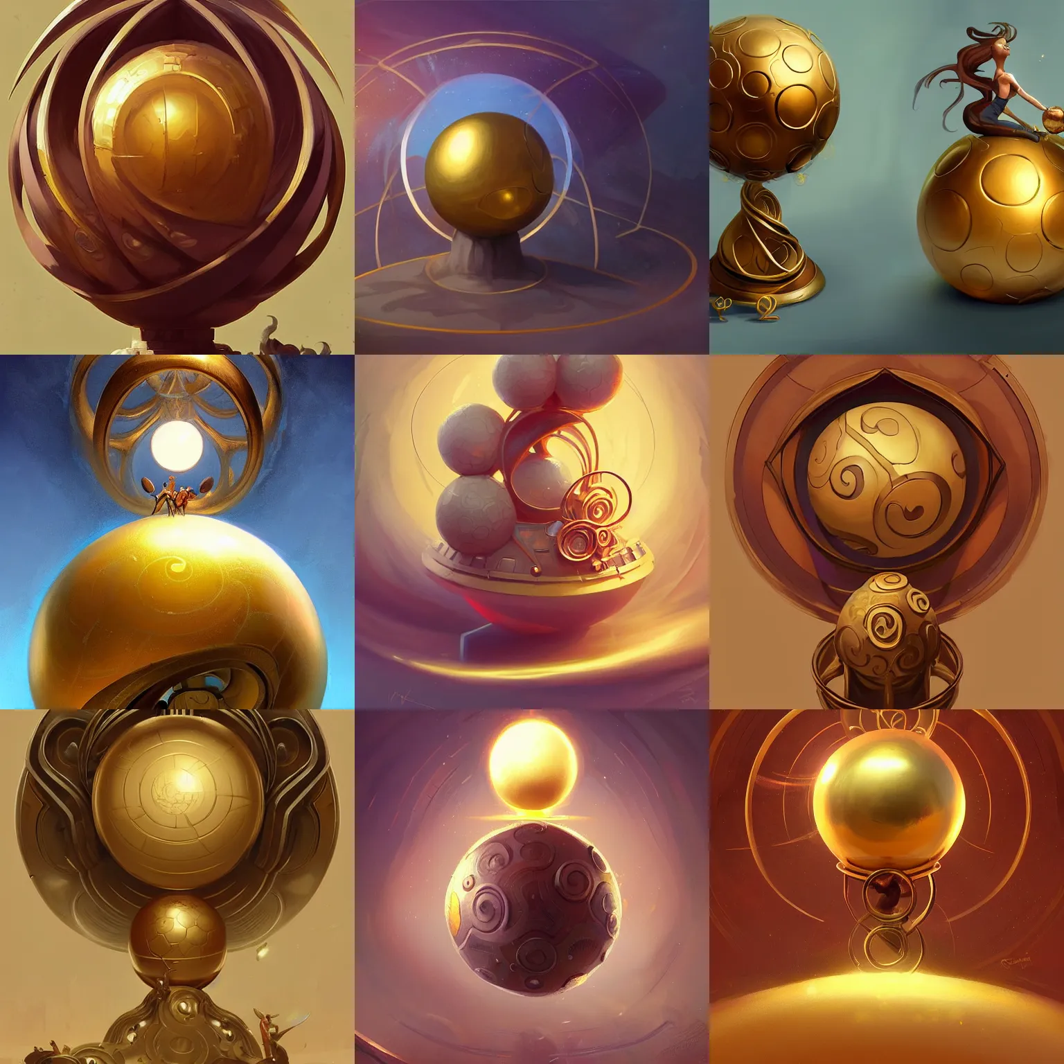 a golden ball with a spiral design on top of it, | Stable Diffusion ...