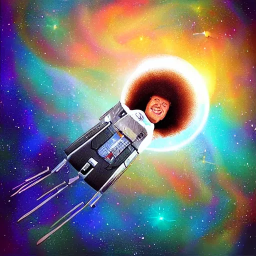 “bob ross in a spaceship flying though the cosmos, | Stable Diffusion ...