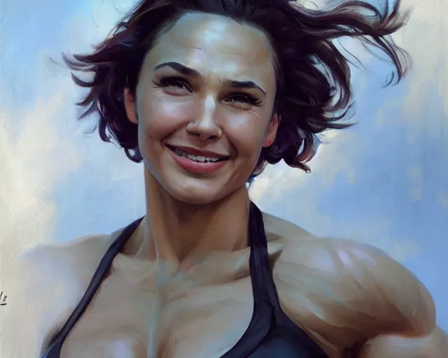 greg manchess portrait painting of smiling gal gadot | Stable Diffusion ...