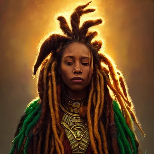 realistic portrait of rasta woman with dreads in | Stable Diffusion