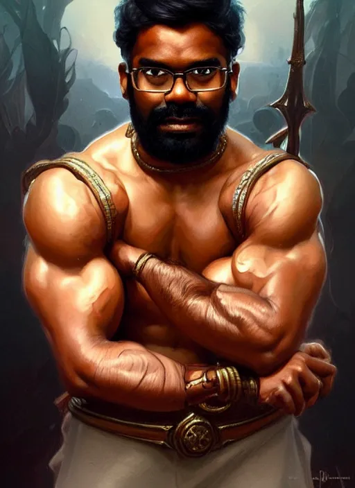 portrait of romesh ranganathan, d & d, muscular! | Stable Diffusion