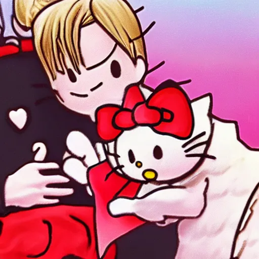 hello kitty and geese howard on a romantic date | Stable Diffusion ...