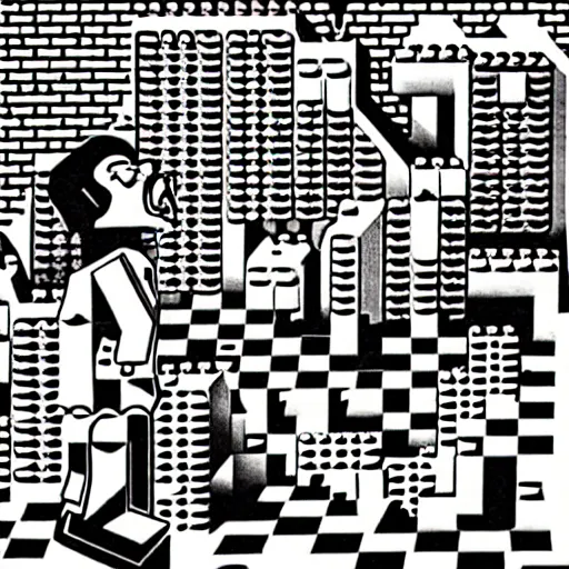 angry man stepping on legos, by m. c. escher | Stable Diffusion | OpenArt