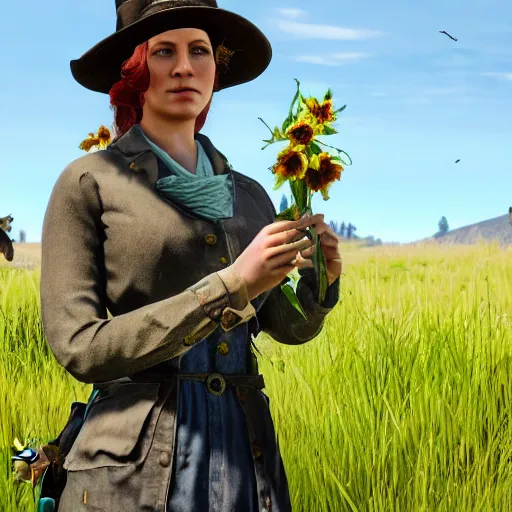 harriet davenport from red dead online holding | Stable Diffusion