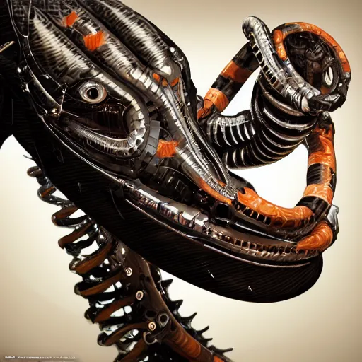A photo of a mechanical snake with carbon fiber skin | Stable Diffusion ...