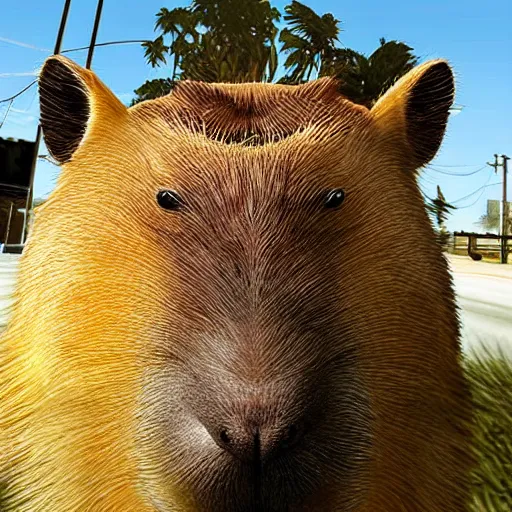 a capybara, gta 5 cover art style | Stable Diffusion