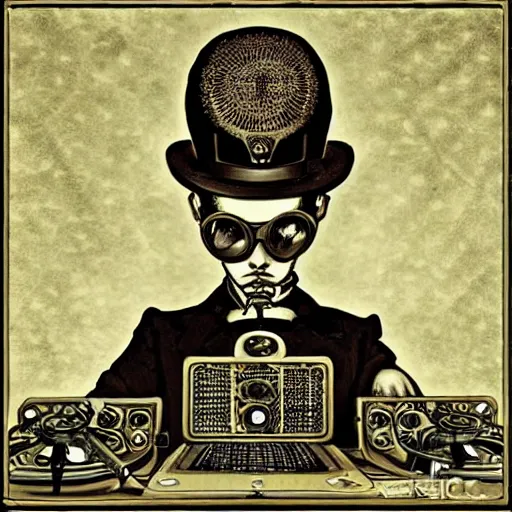 A steampunk DJ, art by M.C. Escher | Stable Diffusion