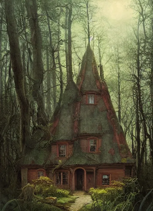 hyper realistic witch cottage rococo in the woods | Stable Diffusion ...