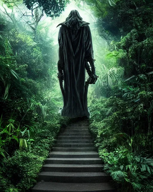 a powerful wizard walking towards an ominous statue in | Stable ...