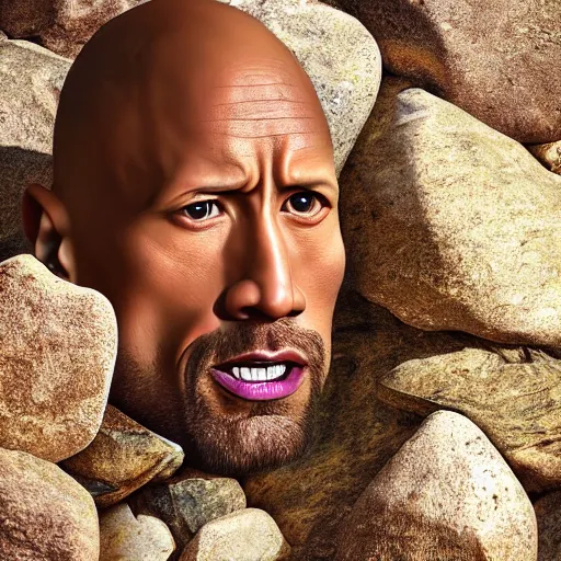 photorealistic dwayne johnson but he is made of rocks. | Stable ...