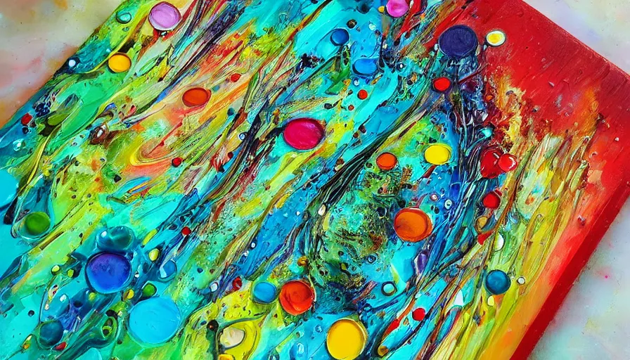 solder, painting on canvas, watedrops, water droplets, | Stable Diffusion