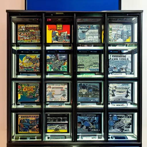 Gameboy collection in a display case on a futuristic | Stable Diffusion ...