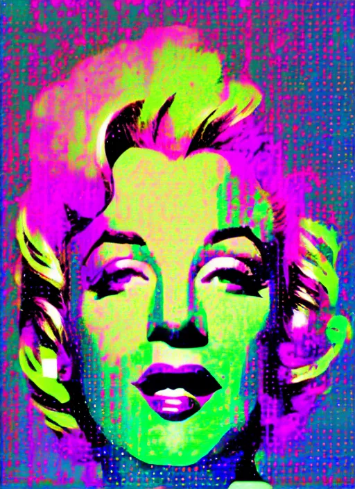 datamosh glitched out marylin monroe digital art, full | Stable ...