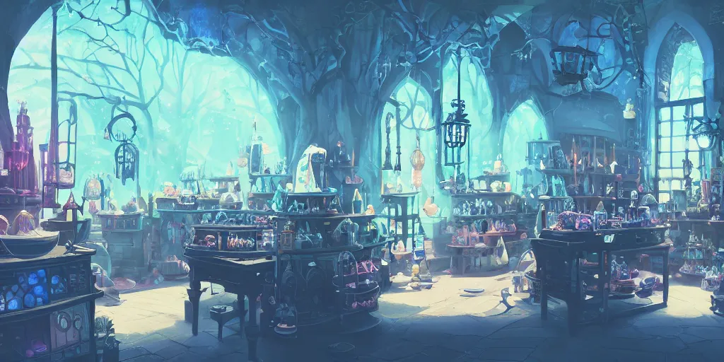 inside a magical item shop, fantasy potion vendor | Stable Diffusion ...