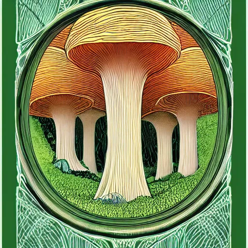 ornate art nouveau mushroom forest, circular arch, | Stable Diffusion ...