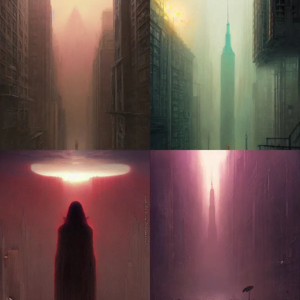 new york city terror and horror painting descending on | Stable ...