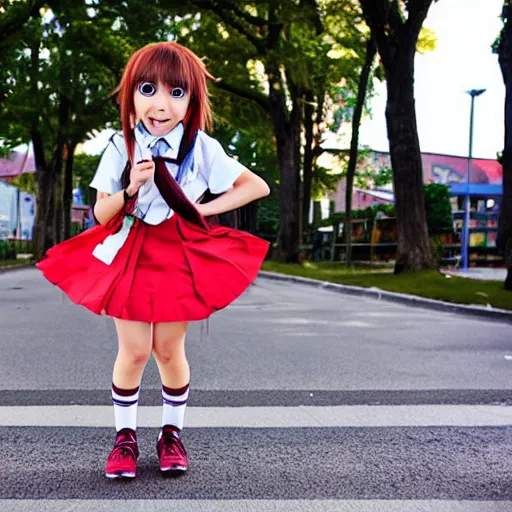 super chibi moe anime girl running down the street | Stable Diffusion ...