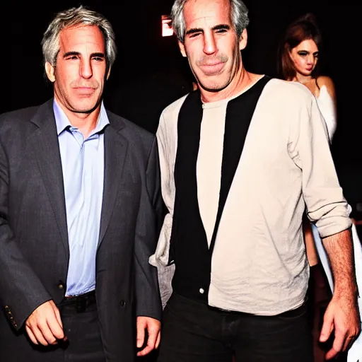 Emma Watson and Jeffrey Epstein at the stand up comedy | Stable Diffusion